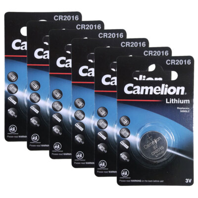 6x Camelion Single Card Lithium Button Cell 3V CR2016 Battery f ...