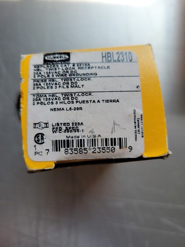 (Qty. 2) Hubbell HBL2310 Twist-Lock Receptacle 20A 125VAC 2P ...