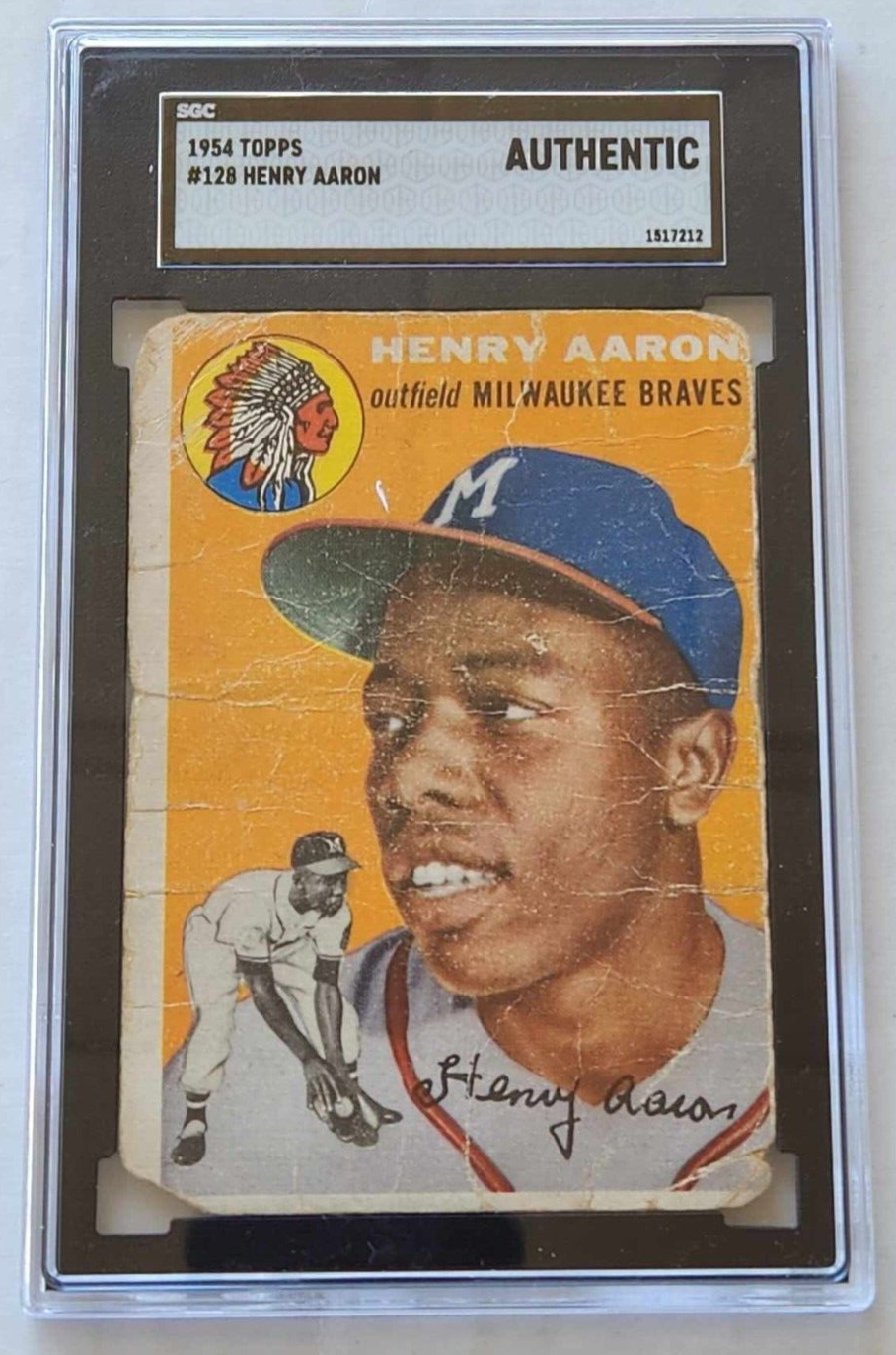 HENRY HANK AARON - 1954 TOPPS - #128 - ROOKIE RC - SGC AUTHENTIC ...
