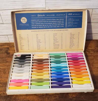 Vintage Weber Costello Alphacolor 48 Square PASTELS in Original Box ...