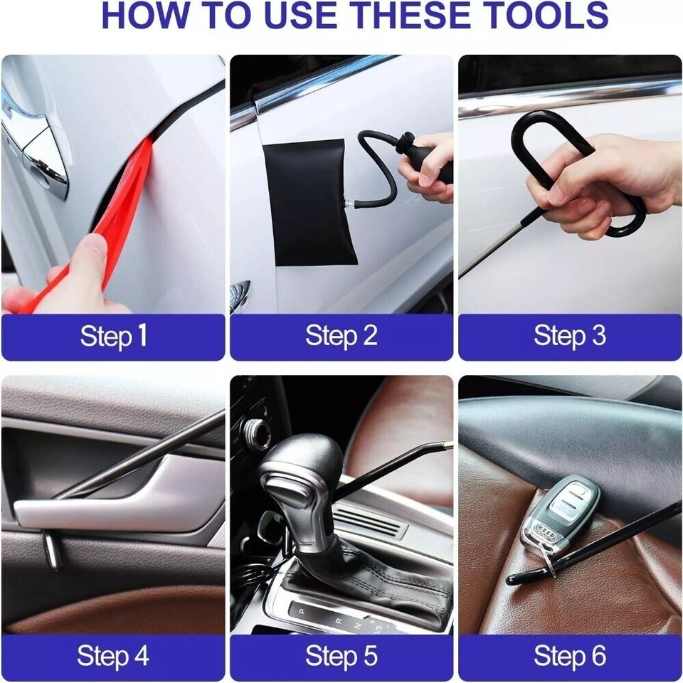 12Pcs Emergency Auto Tool Window Car Door Unlock/Lock Out Universal ...