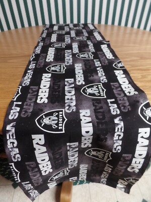 NFL Las Vegas Raiders, Black Handmade Table Runner, Unlined, 54" x 12 ...