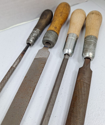 Vintage Nicholson Misc Files Round Bastard Tapered Square Flat Wood ...
