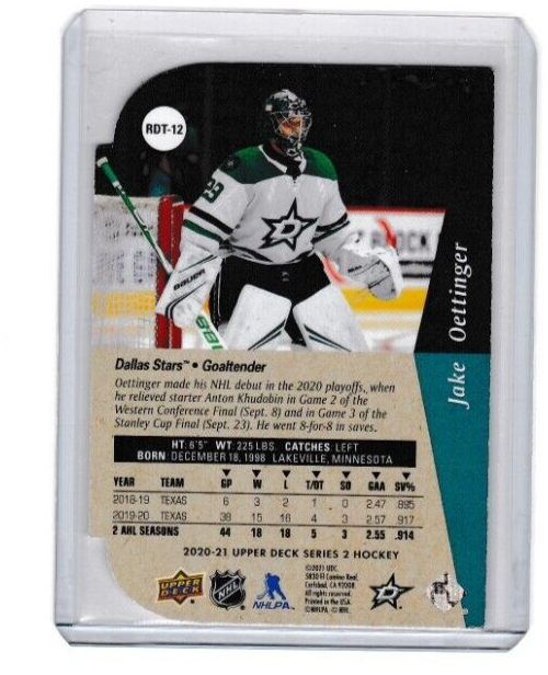 2020 Upper Deck Rookie Tribute Die-Cut Jake Oettinger RC RDT-12 | eBay