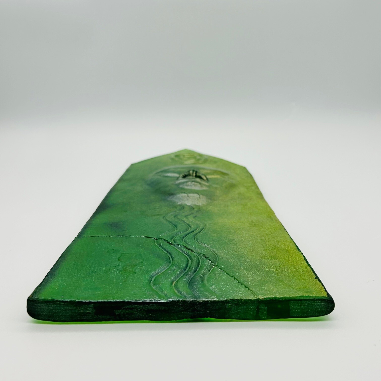 Kiln Cast Face Glass Art Sculpture Green One of a Kind | eBay