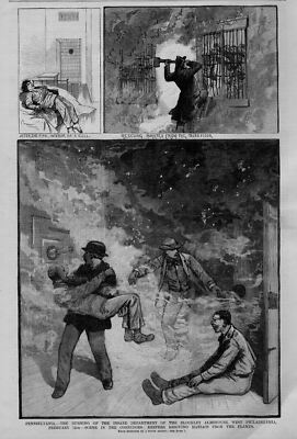 ALMSHOUSE FIRE BURNING OF THE INSANE DEPARTMENT RESCUING MANIACS FROM ...