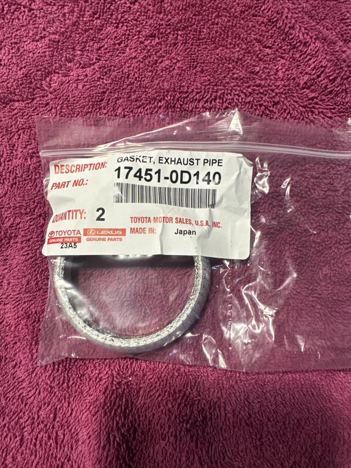 Genuine OEM Toyota Lexus 17451-0D140 Front Exhaust Pipe Manifold to Cat ...