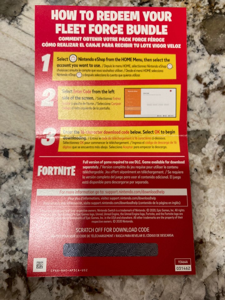 Fortnite Fleet Force Bundle Code + 500 V Bucks Nintendo Switch DLC NEW ...