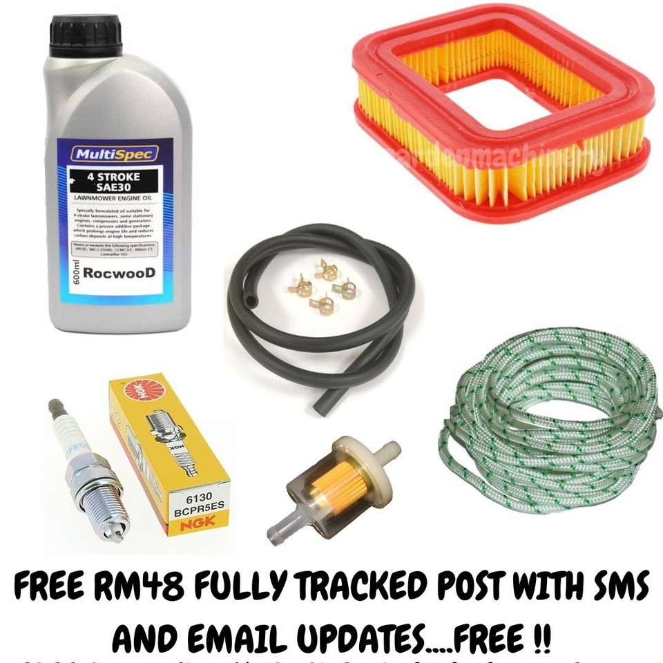 Mountfield SP164 & HP164 Service Kit with RS100 Engine, Oil Filter NGK ...