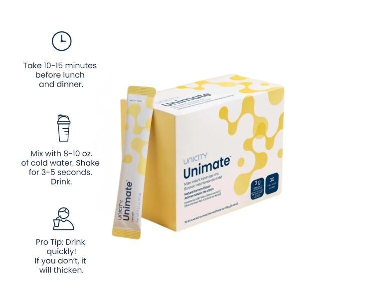 Unicity Unimate Yerba Mate Drink Mix Lemon 30 Packets New in Box Exp 07 ...