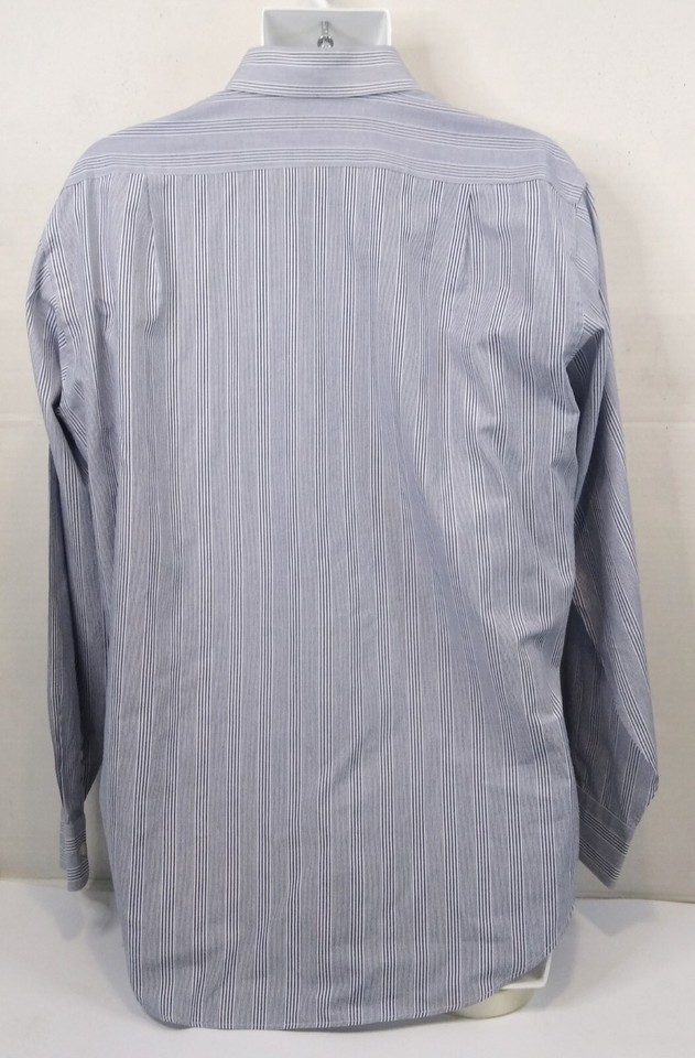 Etienne Aigner Vintage Long Sleeve Gray Stripe Dress Shirt Mens 16.5 34 ...