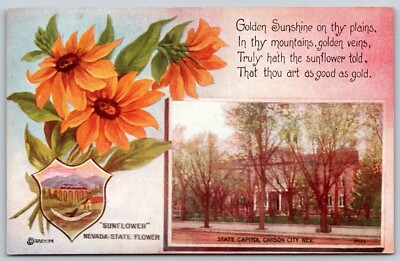 Postcard State Capitol, Carson City Nevada Sunflower D149 | eBay