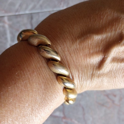 Vintage Bracelet Gold Tone Textured Polished Alternating Links 7.25" Unsigned | eBay