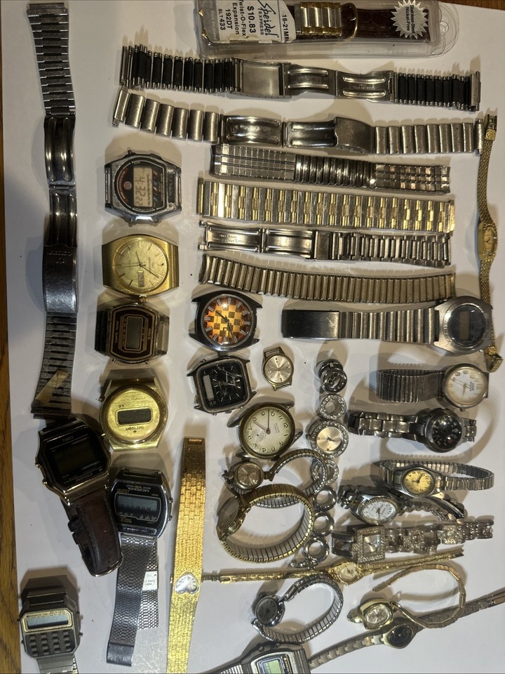 Vintage Watch Collector’s Estate Lot 35 Pieces Mechanical, Digital ...