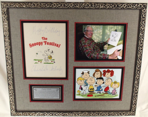 Charles Schulz Autographed Snoopy Peanuts Signed Print Display JSA ...