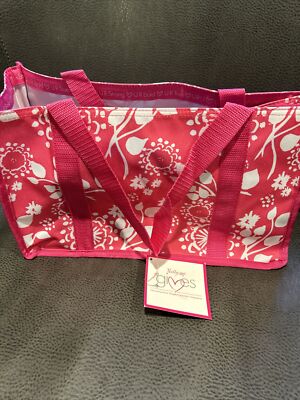 Thirty One Gives Pink Paisley Floral Utility Tote Bag 5 Pockets | eBay