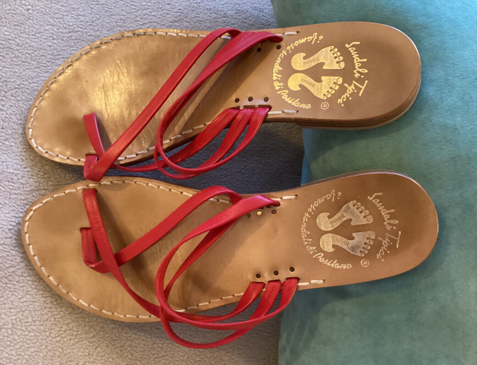 Sandali Tipici Women's Red Leather Strappy Sandals Size 37 Italian Made ...