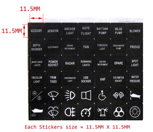 Rocker Switch Label Decal Circuit Panel Sticker Car Marine Boat Truck ...
