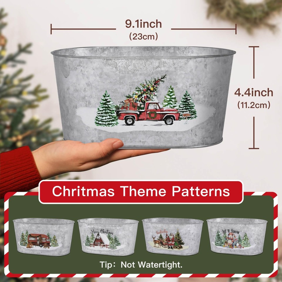 Putuo Decor Christmas Metal Buckets 5 Pieces Tin Pots Small Decorations ...