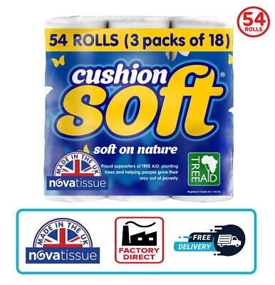 54 rolls Cushion Soft Quilted Toilet Tissue 2ply Soft Paper Roll | eBay