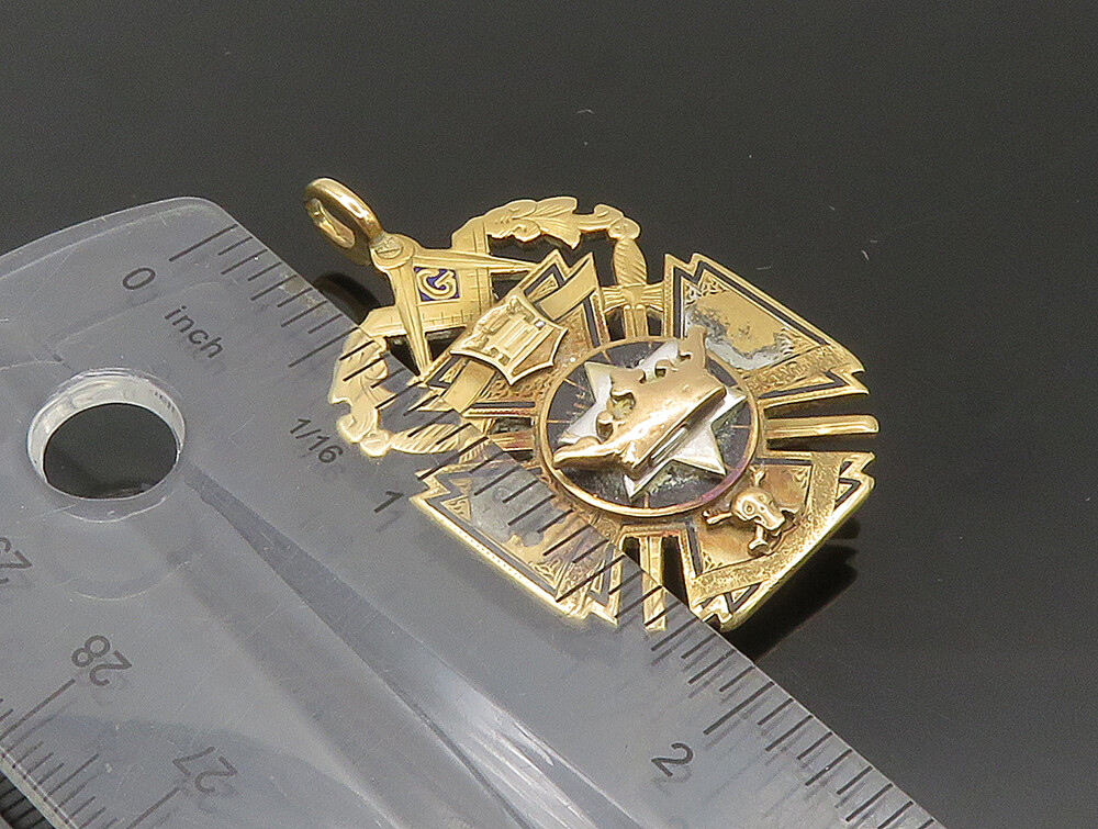14K GOLD - Vintage Antique Masonic Symbols Locket Pendant (OPENS ...