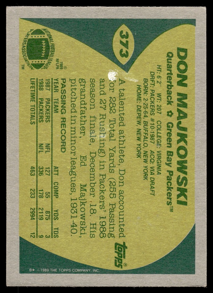Don Majkowski 1989 Topps Card #373 | eBay