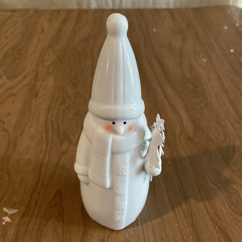 Vintage Ganz White Glass Snowman Holding Glitter Metal Tree 7.50 ...