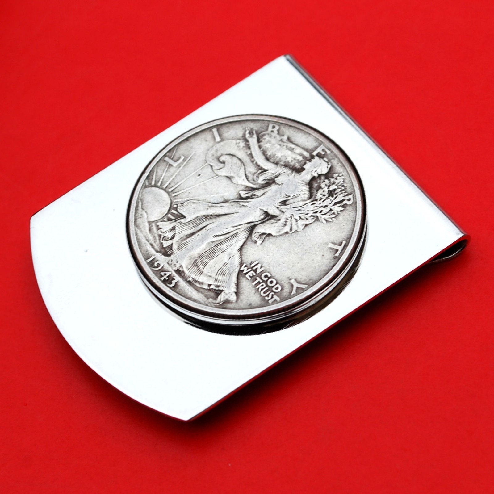 1916 - 1947 Walking Liberty Half Dollar 90% Silver Coin Money Clip Wide ...