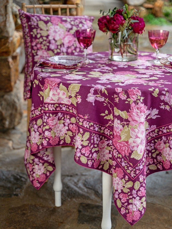 April Cornell Everlasting Floral Tablecloth 54 x 54 Breakfast Cloth ...