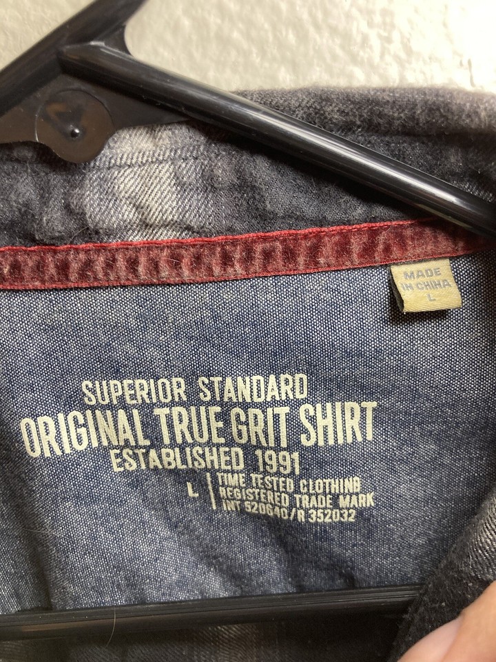 Original True Grit Shirt Button Up Men’s Size Large L 58% Cotton 42% ...