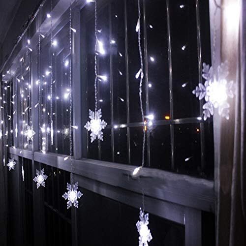 96 LED Curtain Lights Snowflake String Light Window Decor 8 Mode Party ...