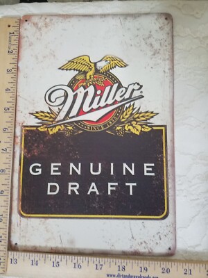 MILLER GENUINE DRAFT BEER MAN CAVE BAR GARAGE 11 3/4x7 7/8" METAL WALL ...