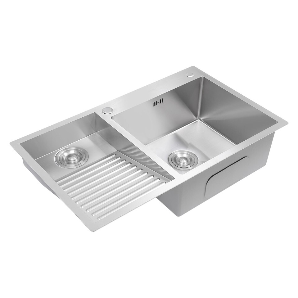 80x48cm Big Single Bowl Kitchen Sink Undermount Brushed Stainless Steel ...