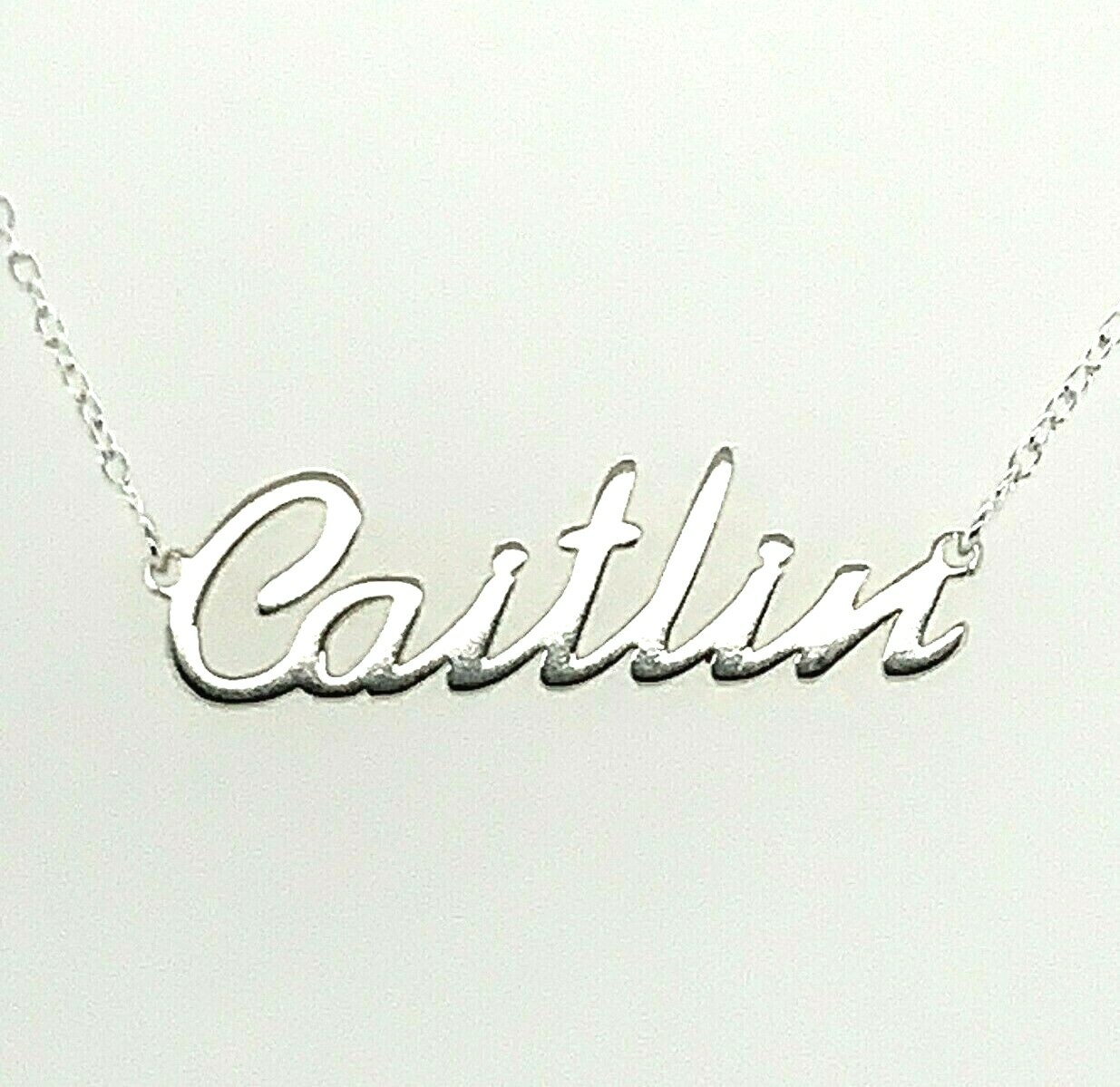 Caitlin Name Plate Necklace Pendent Sterling Silver female Personalized ...