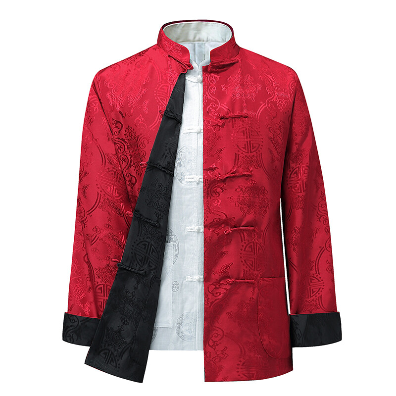 Mens Traditional Chinese Tang Suit Jacket Reversible Bruce Lee Kung Fu ...