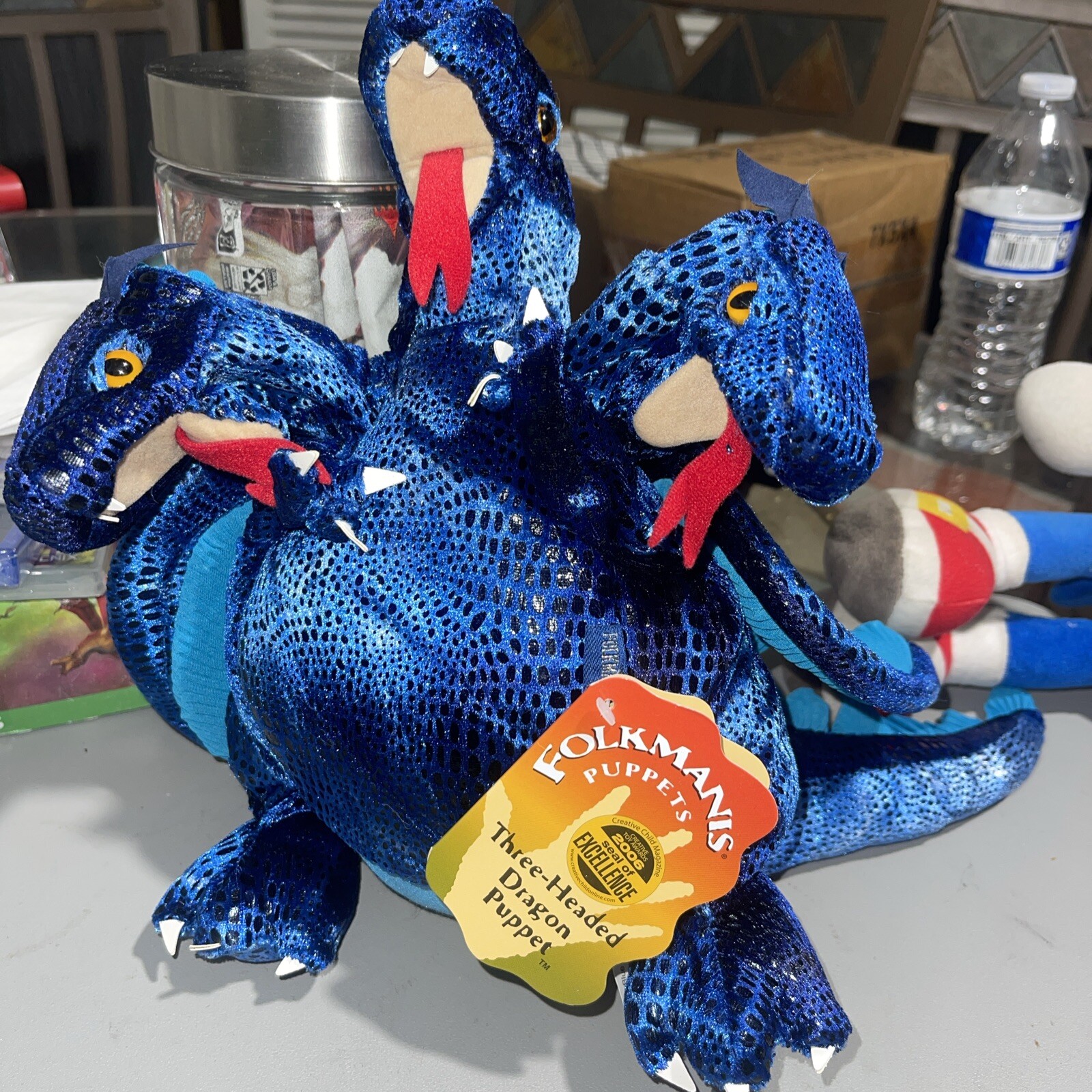 Folkmanis Puppets Three 3 Headed Dragon Hand Puppet Blue for sale ...