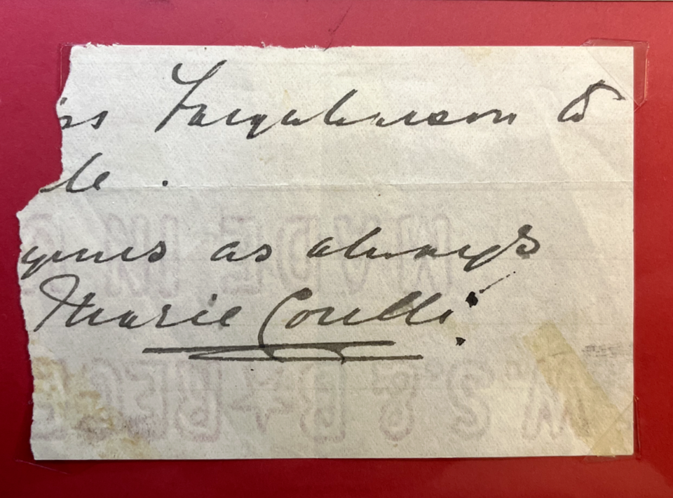 1908 English Novelist Marie Corelli (Mary Mackay) Autograph Card W ...