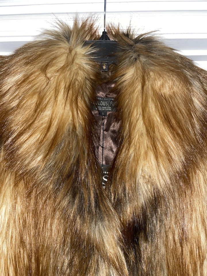 Donna Salyers Fabulous Furs LuxuriousShawl Collar Coat FAUX Red Fox SZ ...