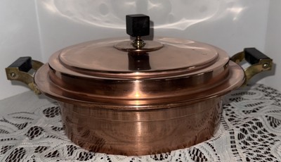 Copper Pot W/ Lid Brass/wood Handles Rochester 1908 Stamped Vintage | eBay