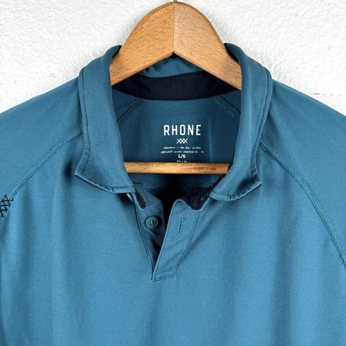 Rhone Shirt Size Large Blue Green Short Sleeve Delta Pique Polo ...