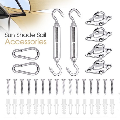 Sun Shade Sail Fixing Hardware Accessories Kit Garden Patio Sunscreen ...