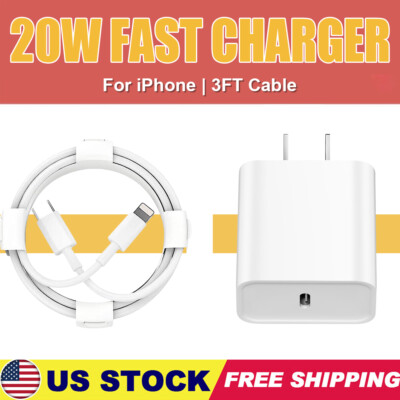 20W Super Fast Charger Wall Adapter + USB-C Cable For iPhone 14 13 12 ...