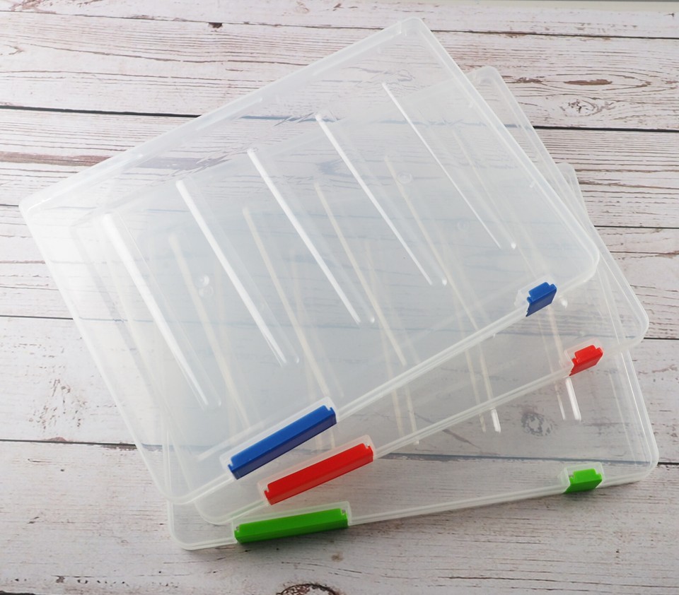3 Pack Clear A4 File Box, Plastic Paper Storage Magazine Organizer Case ...