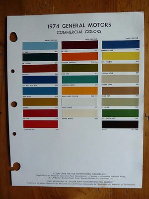 1974 General Motors Commercial paint chip color guide | eBay