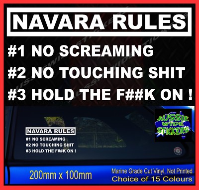 NAVARA Ute d40 np300 4x4 accessories Stickers Funny RULES 200mm for ...