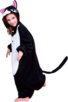 Kids Cat Costume Kids Boys Girls Animal Pajamas Anime Fleece Size 2T-6 ...