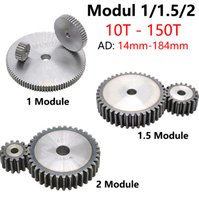 Modul 1/1.5/2 Zahnrad Stirnräder 10-150 Zähne Dicke 10/15/20mm C45 ...