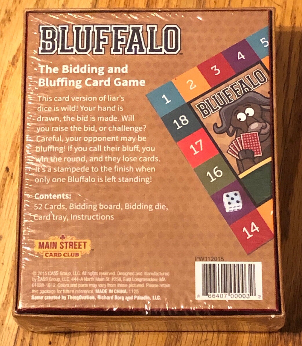 Bluffalo Bidding and Bluffing Card Game Liars Dice Game Card Version ...
