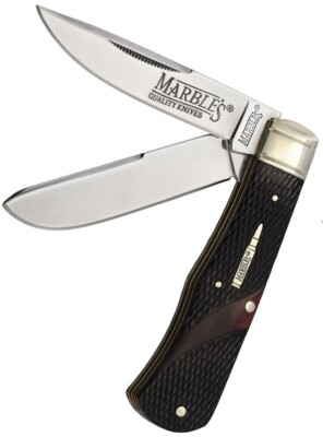 Marbles Trapper Checker Pocket Knife Stainlees Steel Blades Brown Bone ...