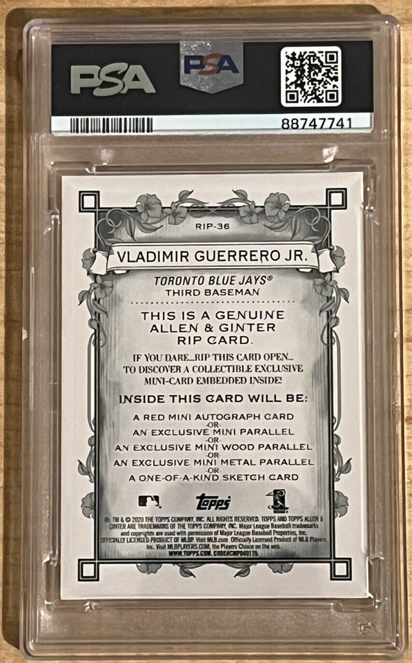 2020 Topps Allen & Ginter Rip Card 60/99 Vladimir Guerrero Jr. #RIP36 ...